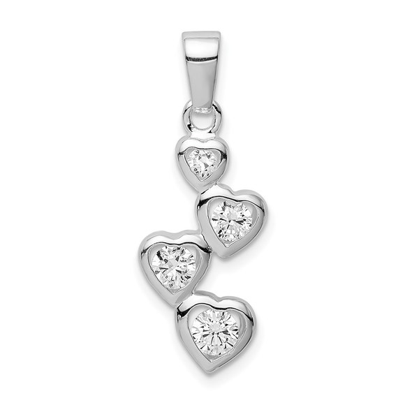 LaneMax | Jewelry | Sterling Silver Rhodiumplated Graduated Cz Heart ...